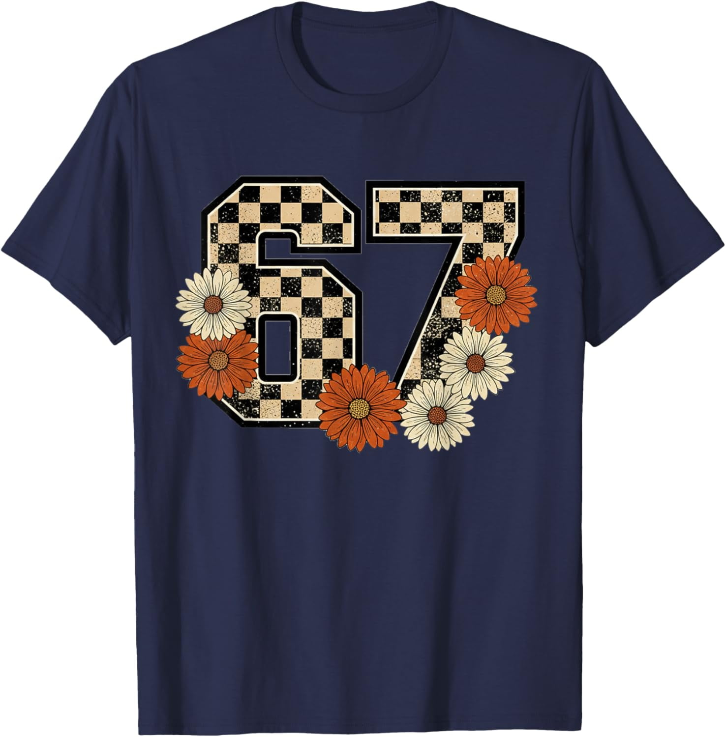 6 7 Retro Fall Meme Checkerboard Tee Haunted T-Shirt - Walmart.com