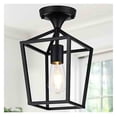 6.7" Semi Flush Mount Ceiling Light, Black Industrial Farmhouse Light ...