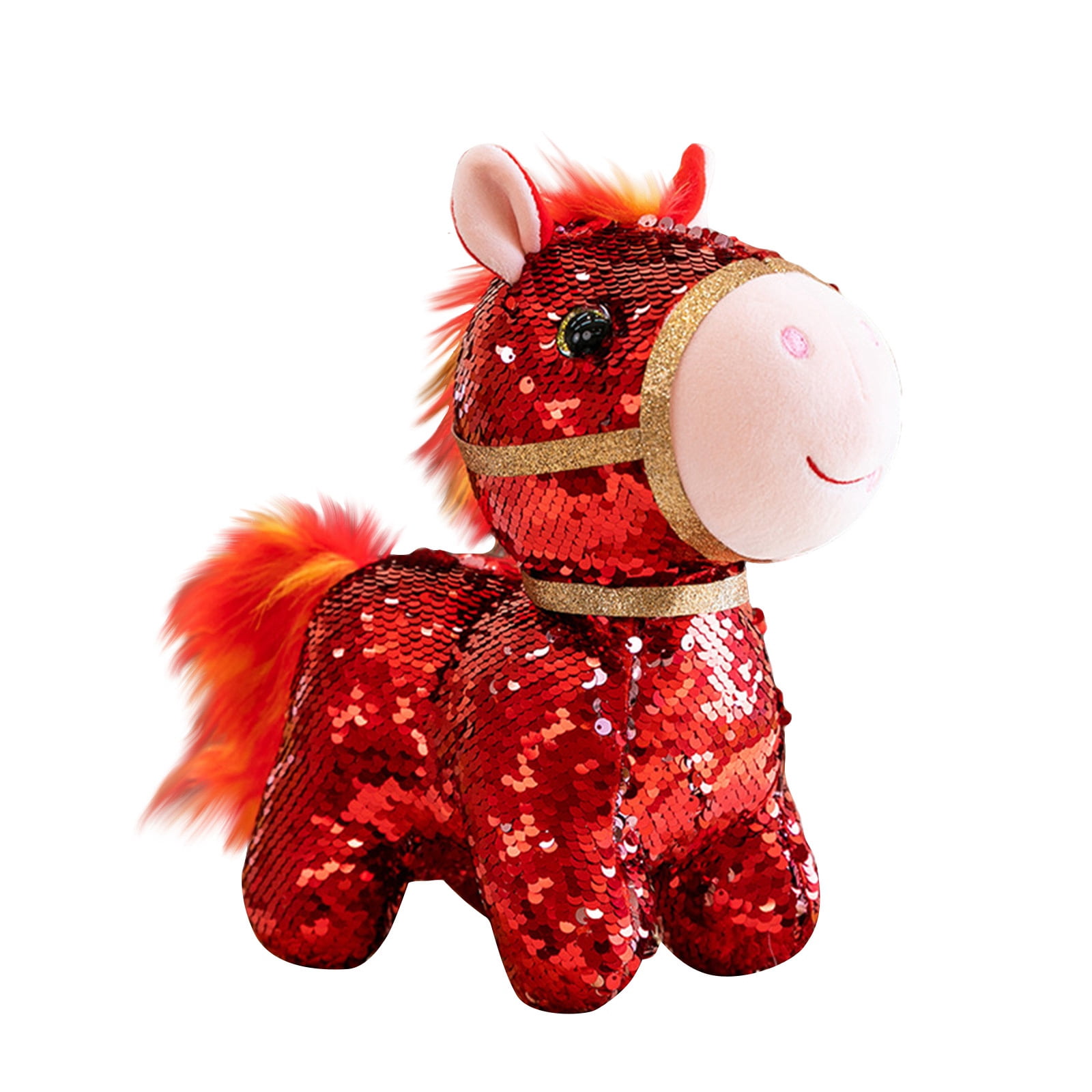 6.7" Sequin Pony Plush Toy - Color-Changing Flip Sequin Stuffed Animal ...