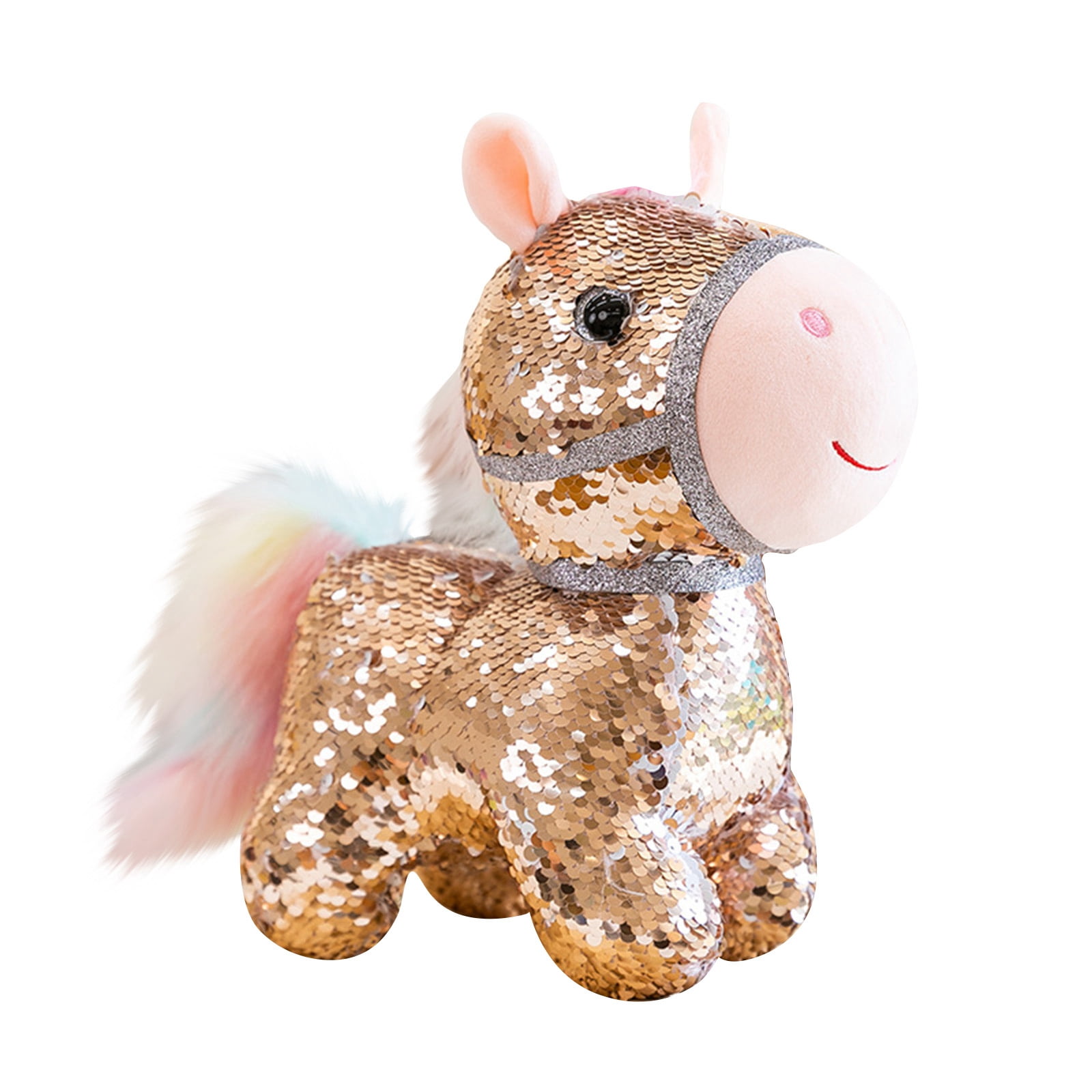 6.7" Sequin Pony Plush Toy - Color-Changing Flip Sequin Stuffed Animal ...