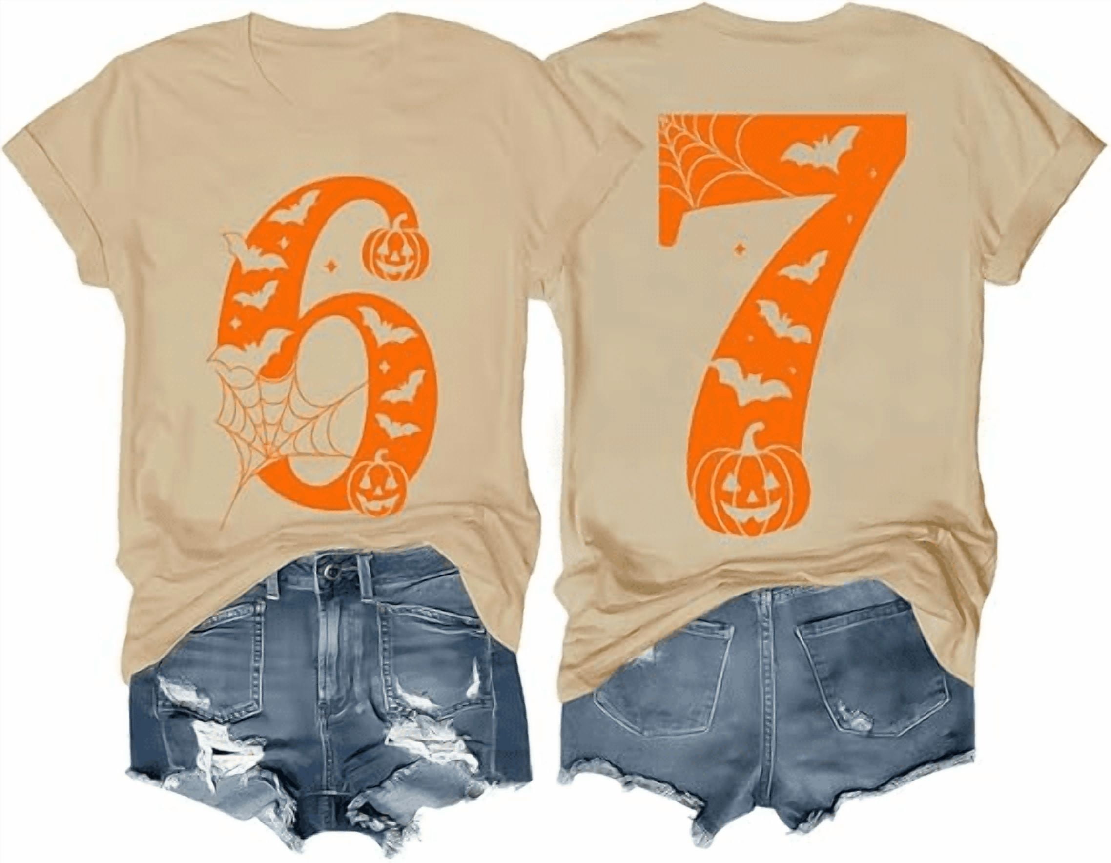 6 7 Shirts Graphi Six Seven Meme Pumpkin T-Shirt Halloween Costume ...