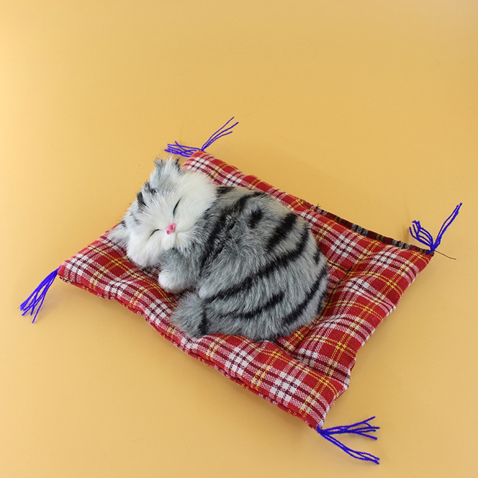 6.7'' Simulation Pet Cat, Breathing Sleeping Cat with Mat, Plush ...