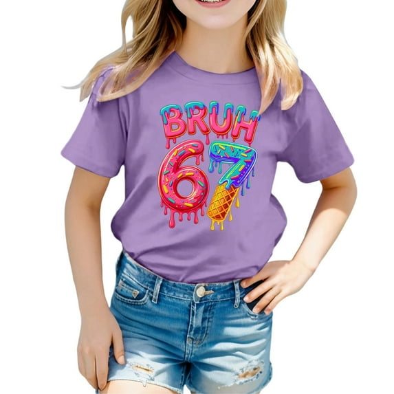 6 7 Six Seven Gen Alpha T-Shirt - G`irls K`ids Meme Slang Casual ...