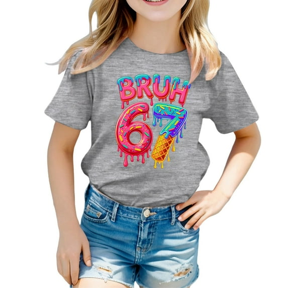 6 7 Six Seven Gen Alpha T-Shirt - G`irls K`ids Meme Slang Casual ...