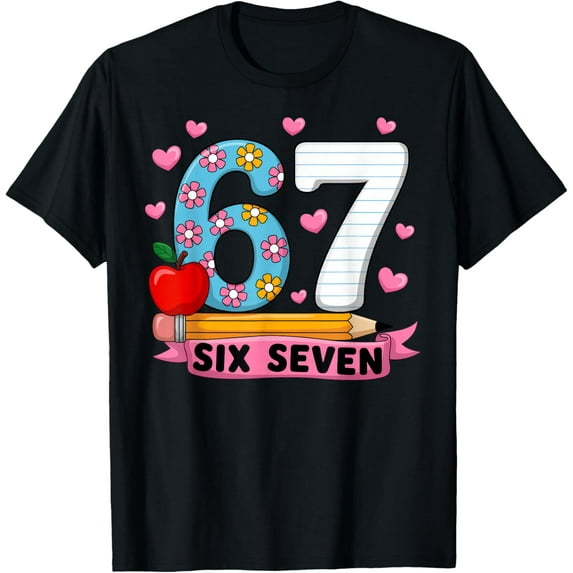 6 7 Six Seven Meme T-Shirt Tops Tee - Walmart.com