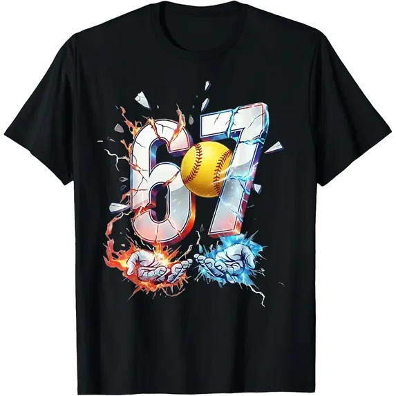 6 7 Softball Six Seven Meme 67 Hands Funny Kids Men Women T-Shirt ...