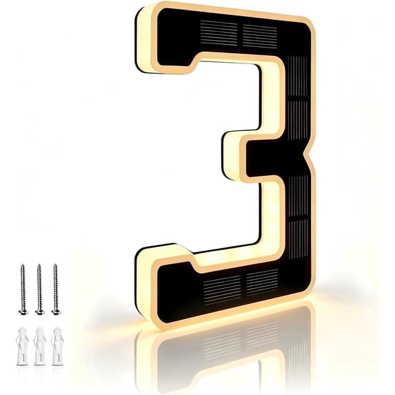 6.7" Solar House Numbers for Outside Light Up, Modern LED Backlit ...