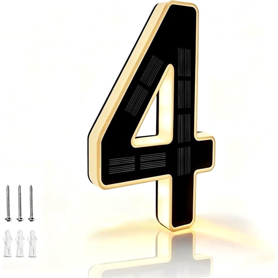 6.7" Solar House Numbers for Outside Light Up, Modern LED Backlit ...