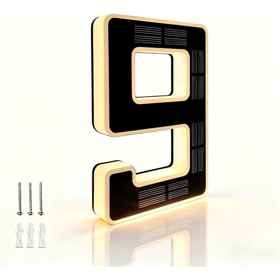 6.7" Solar House Numbers for Outside Light Up, Modern LED Backlit ...