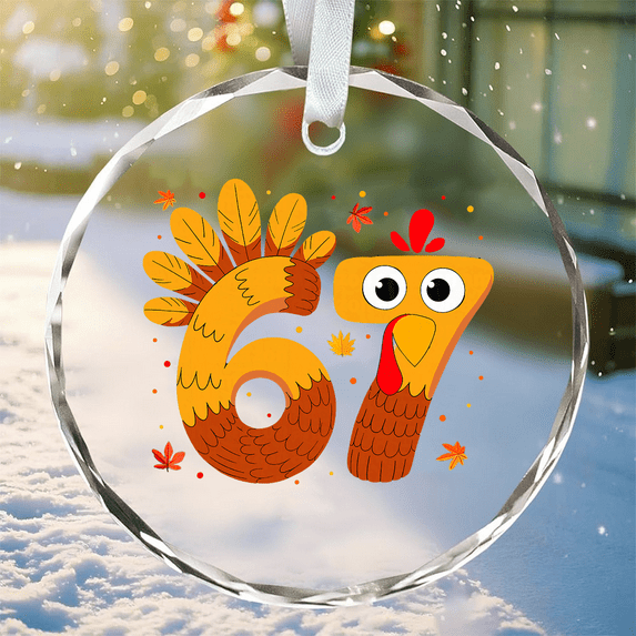 6 7 Thanksgiving Turkey Thanksgiving 67 Men 2 Ornament Home Decoration, Crystal Glass Ornament ...