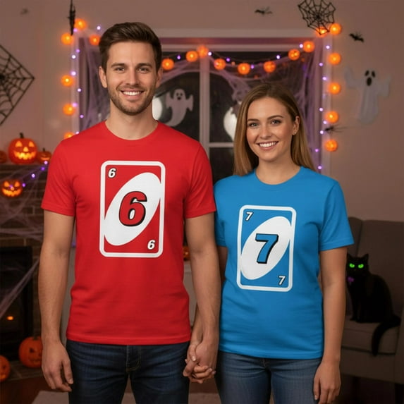 6 7 Trend Halloween Shirt, Vintage-Uno Card Costume Matching Tee, Funny ...
