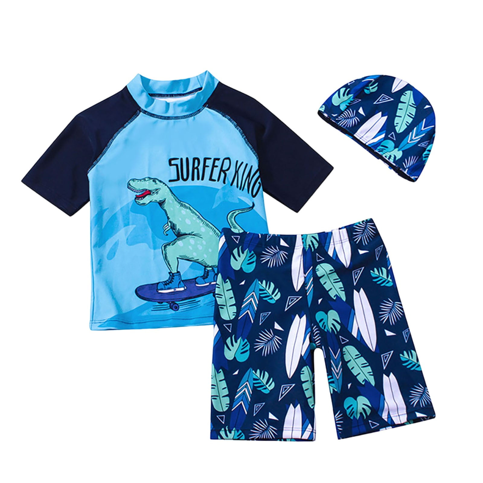 6-7 Years Boys Rash Guard Long Sleeve Toddler Boy Bathing Suit 3 Pieces ...