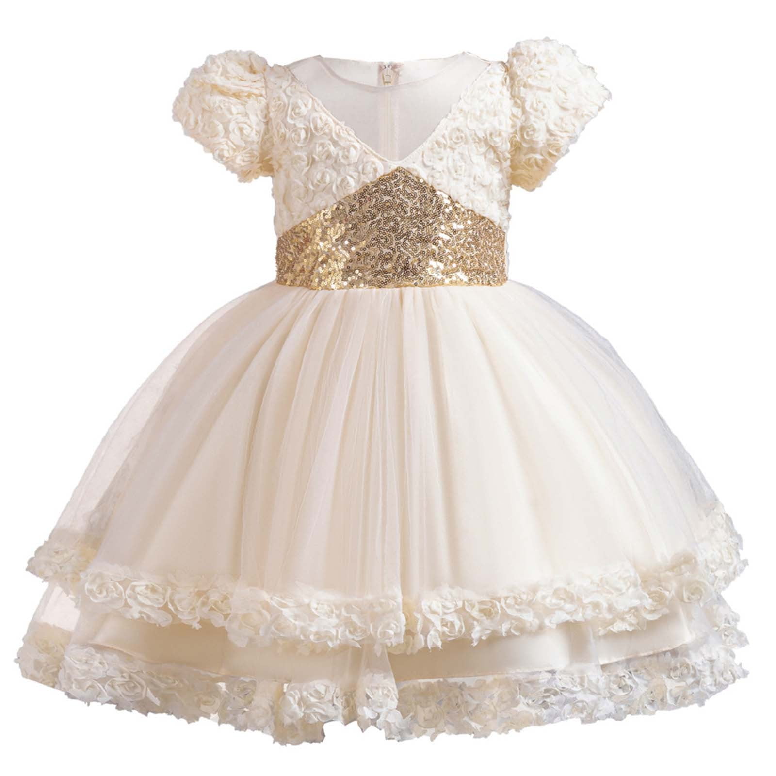 6-7 Years Dress for Big Little Girls Flower Girl Dress A-Line Midi Dress Girls Tulle Dress ...