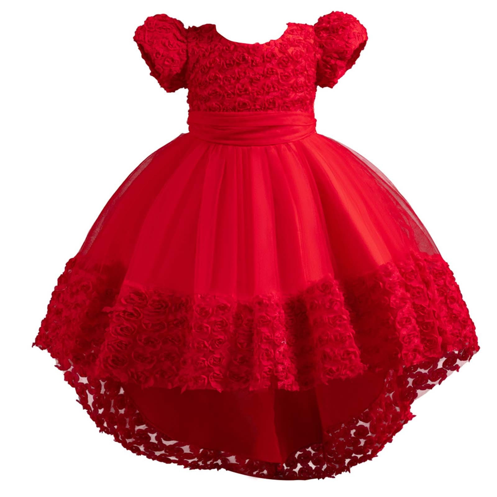 6-7 Years Dress for Big Little Girls Flower Girl Dress A-Line Midi Dress Girls Tulle Dress ...