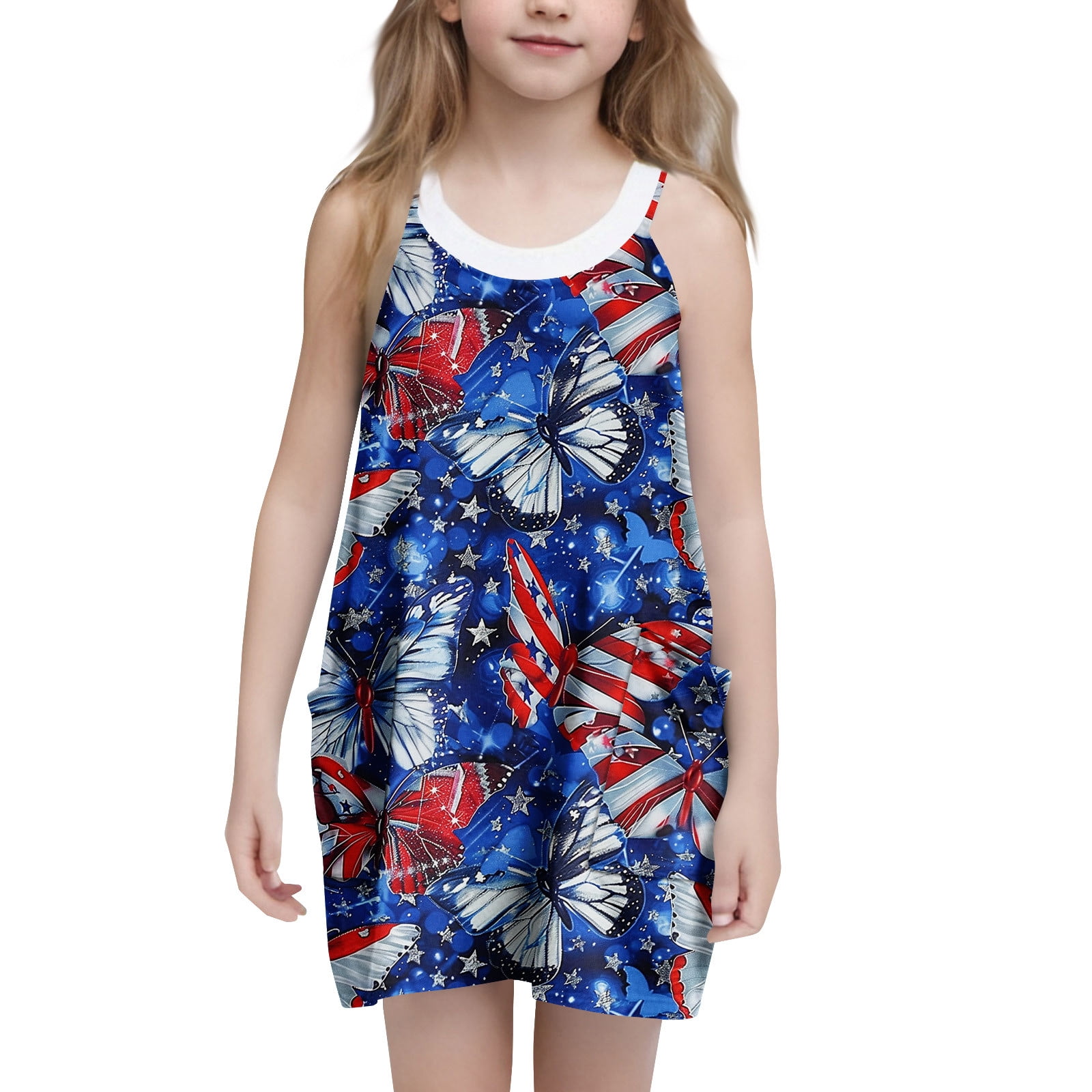 6-7 Years Girl's Print Cami Casual Dress Sleeveless Hawaiian Summer A ...