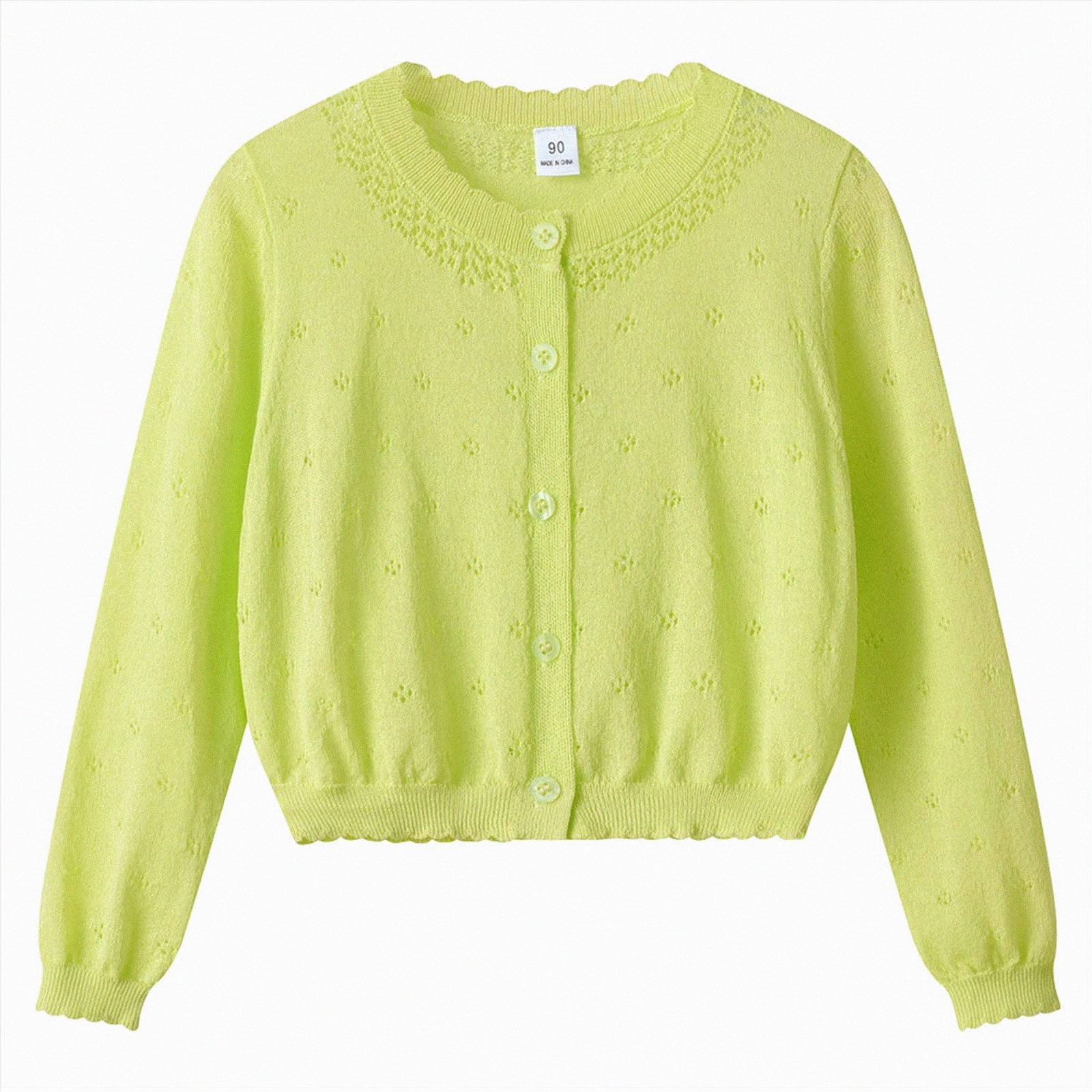 6-7 Years Little Kid Girls Cardigan Sweaters School Uniforms Crew Neck ...
