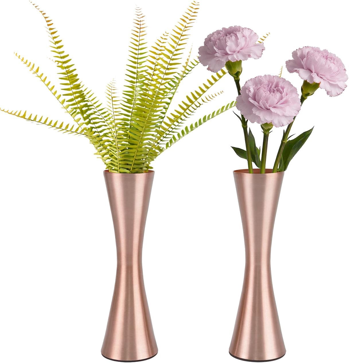 6.7 inch Brass-Toned Metal Vase Small Flower Vase Set of 2 Modern ...
