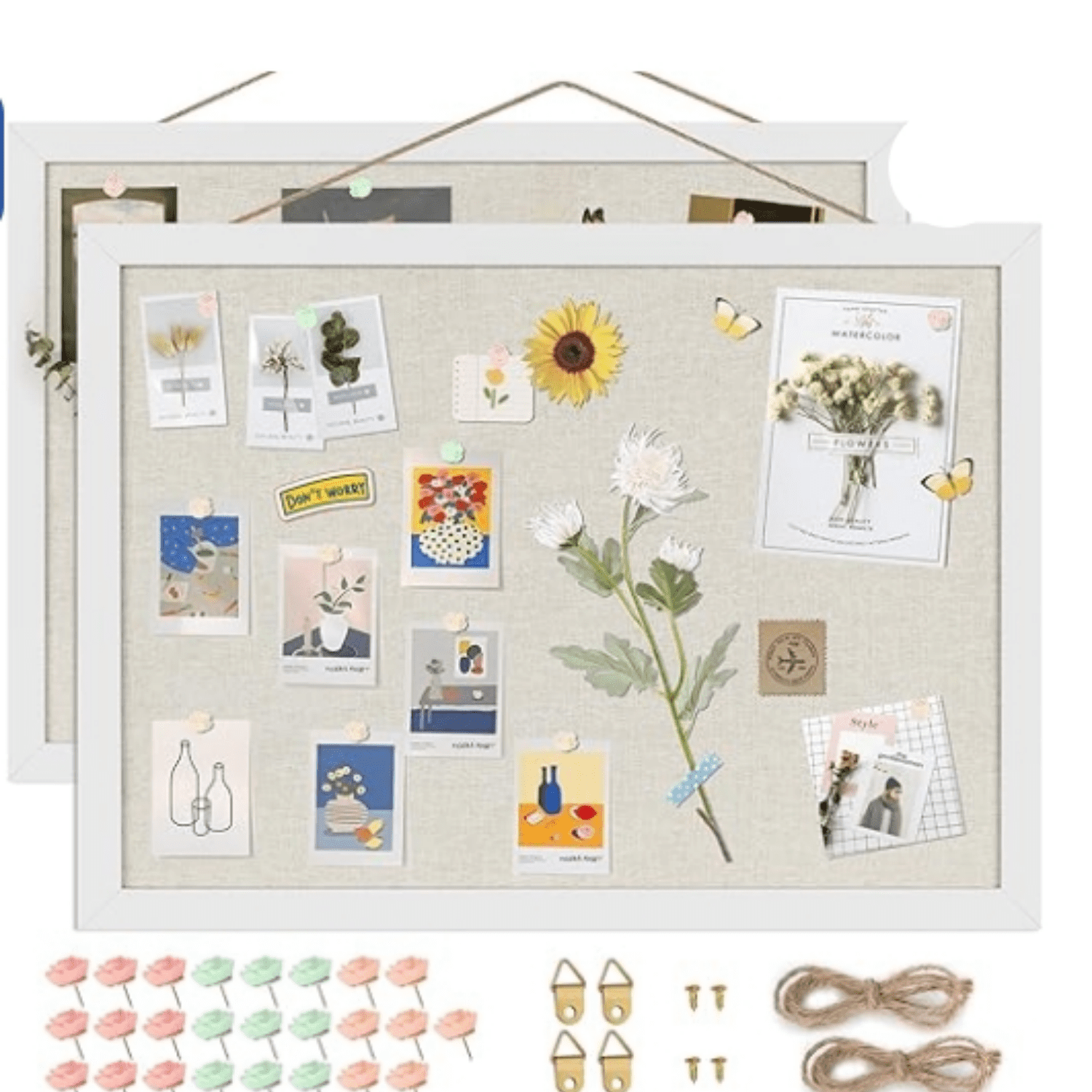 6.7" x 11", 2-Pack Small Linen Corkboards with Frame for Walls, Cute ...