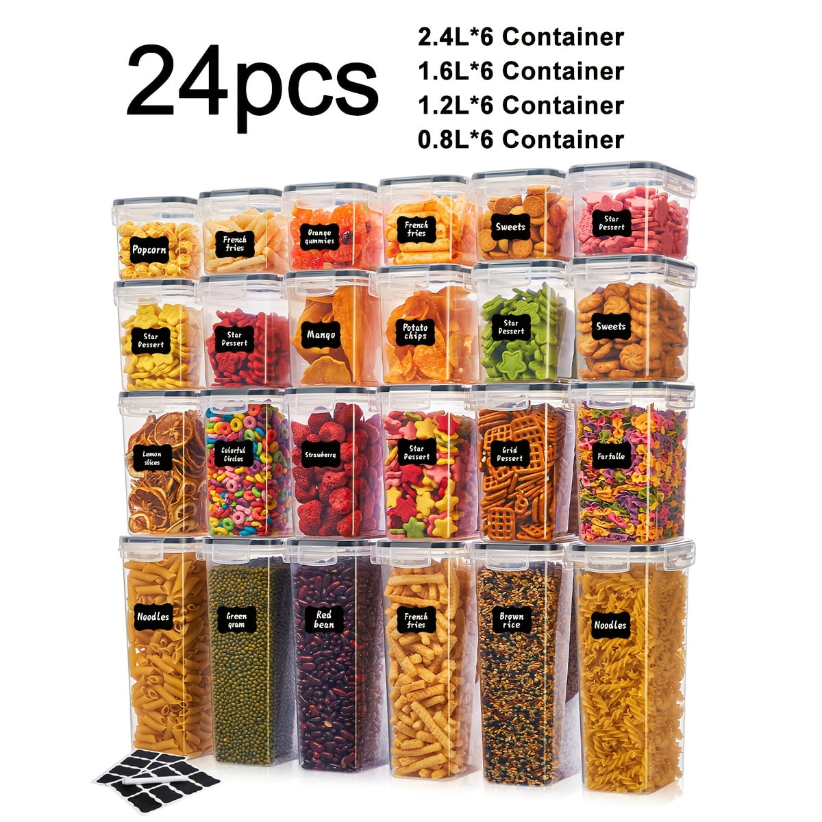 6-72PCS BPA-Free Sealed Kitchen Crisper Set - Labeled Food Storage ...