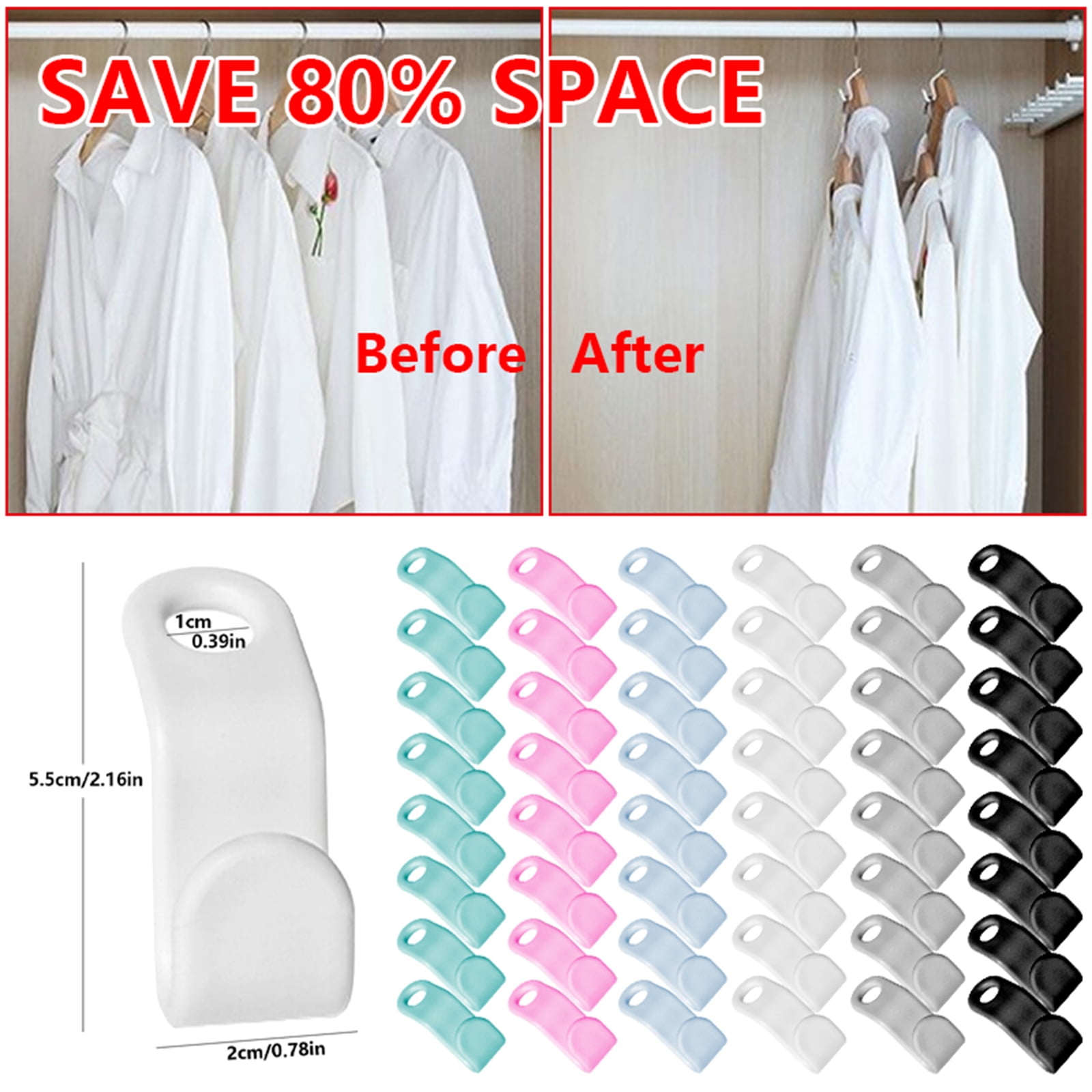 6/72PCS Clothes Hanger Connector Hooks, Hanger Clips, Cascading Hanger ...