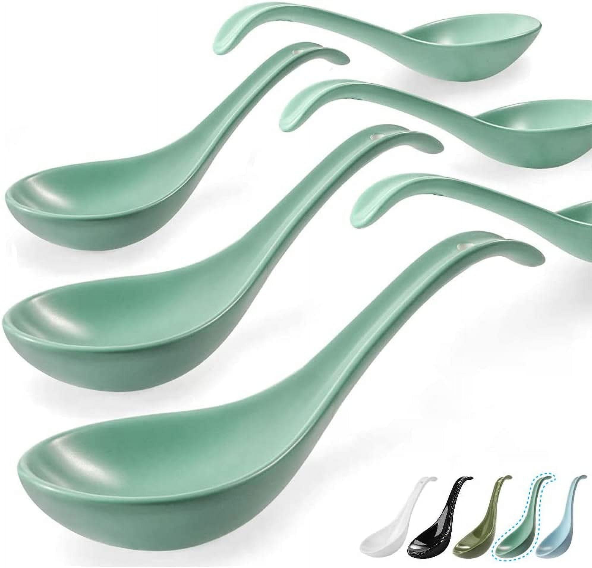 6.75 inch Solid Asian Soup Spoon Set of 6,Ultra-fine Porcelain Japanese ...