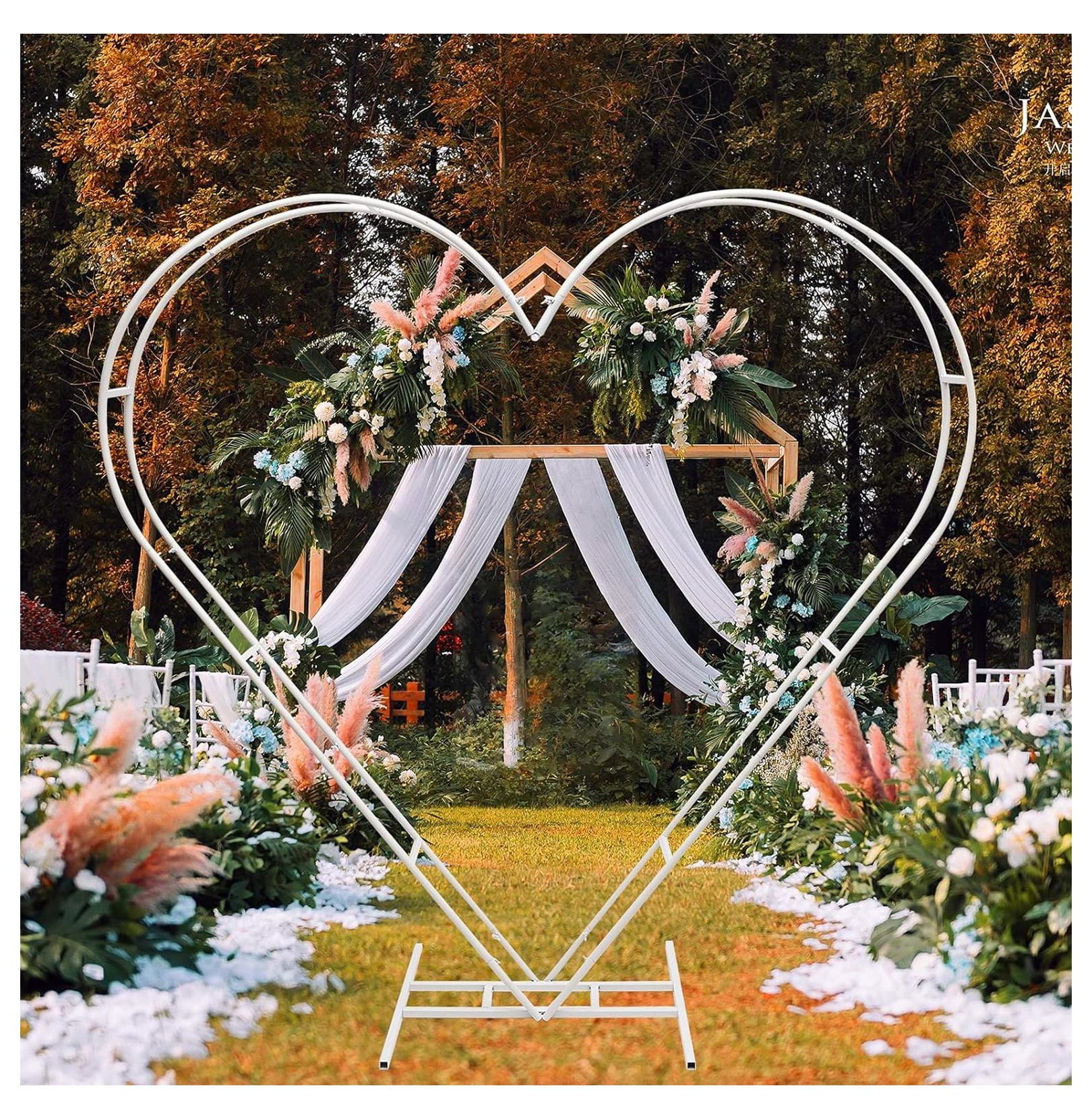 6.7FT/80.7" Heart Shape Wedding Arch Stand with Large Base, Carbon ...