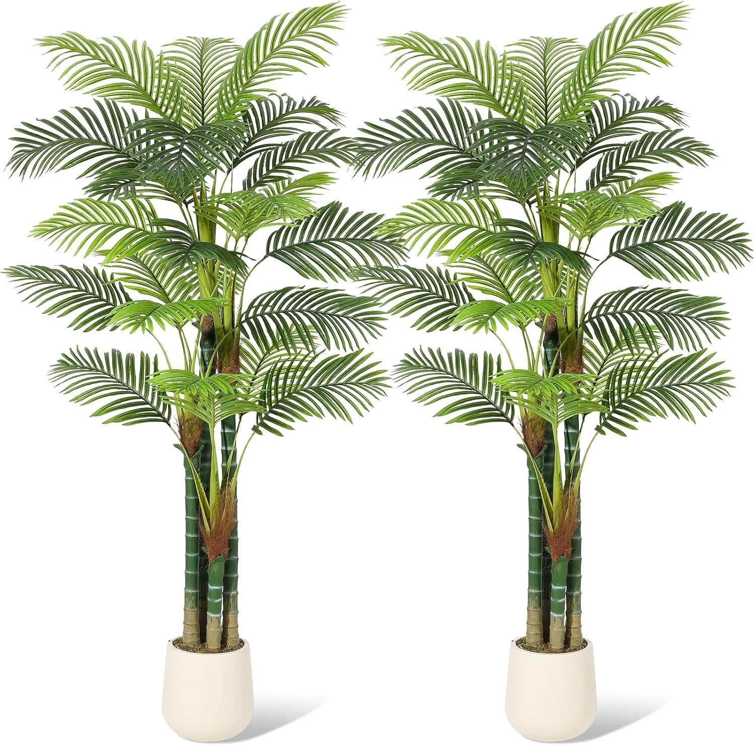 6/7FT Tall Palm Tree Fake Plant Golden Cane Palm Trees Large Artificial ...