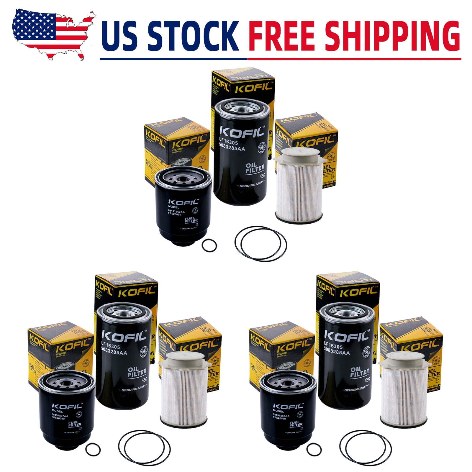 6.7L Cummins Fuel Filter Water Separator and Oil Filter Set Fit for ...