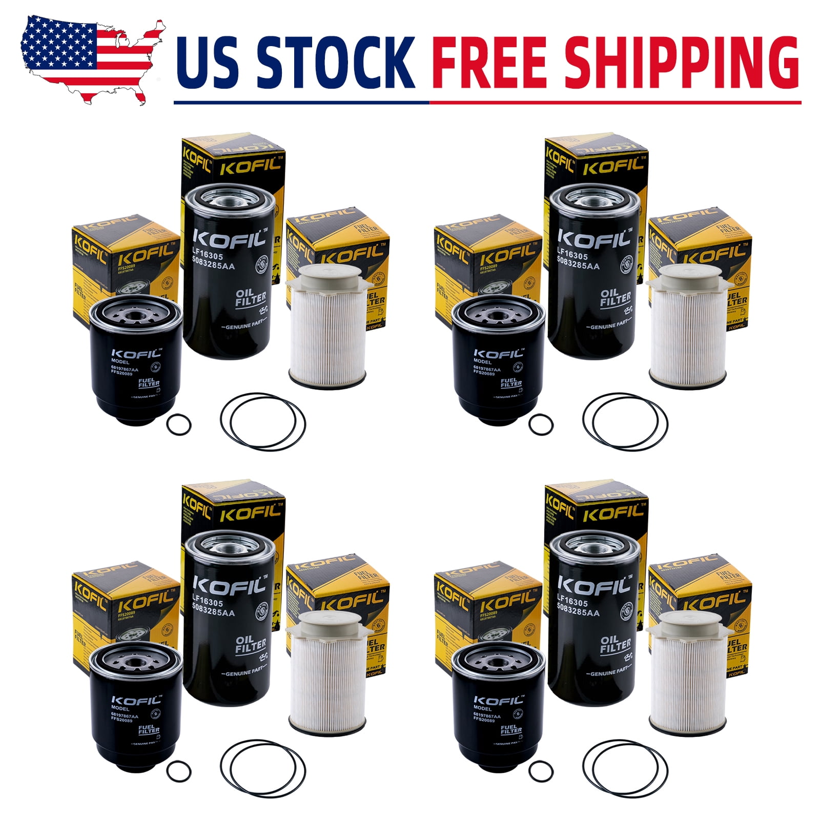 6.7L Cummins Fuel Filter Water Separator and Oil Filter Set Fit for ...