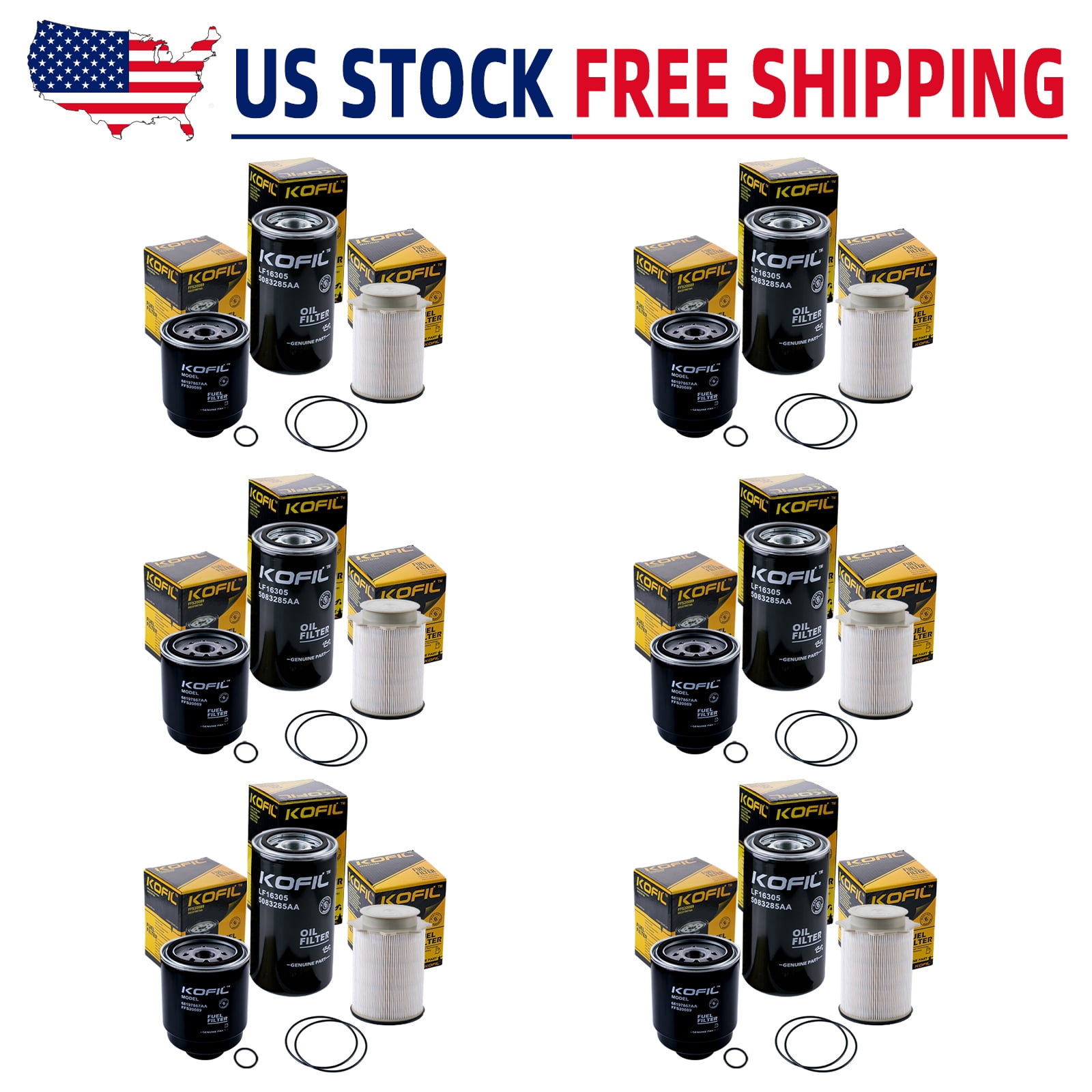 6.7L Cummins Fuel Filter Water Separator and Oil Filter Set Fit for ...