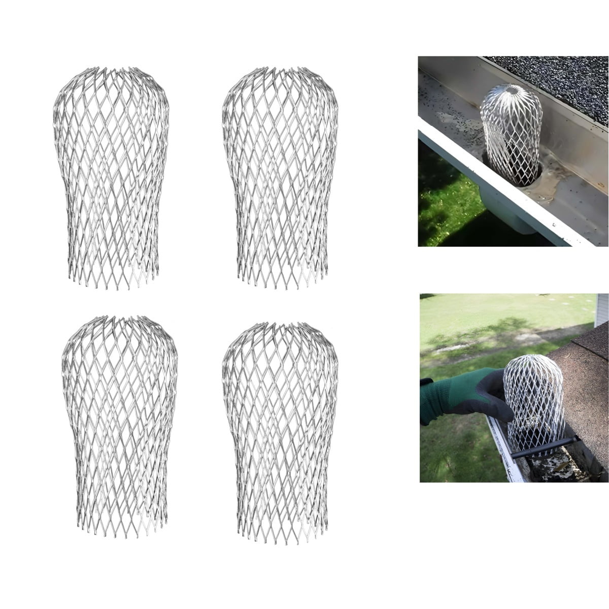 6.7X3.5In Gutter Downspout Protectors,4 Pack Durable Silver Leaf Gutter ...