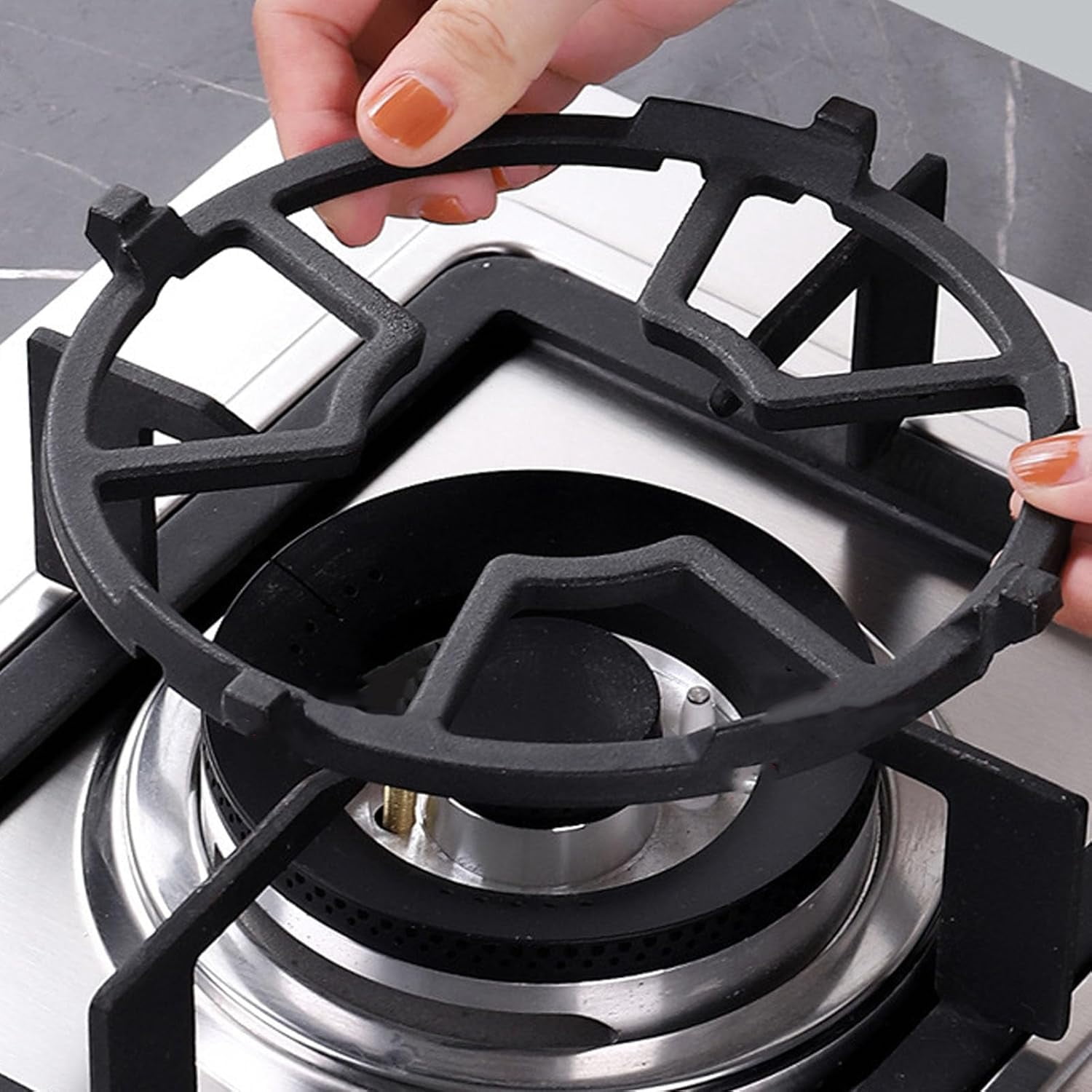 6.7in Wok Ring for Gas Stove, Non Slip Black Cast Iron Stove Rack for ...