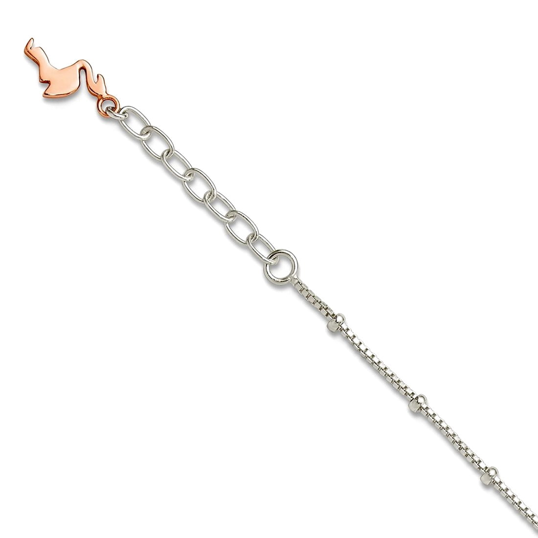 6.7mm 925 Sterling Silver Beaded Rose Tone Flamingo Plus 1 Inch ...