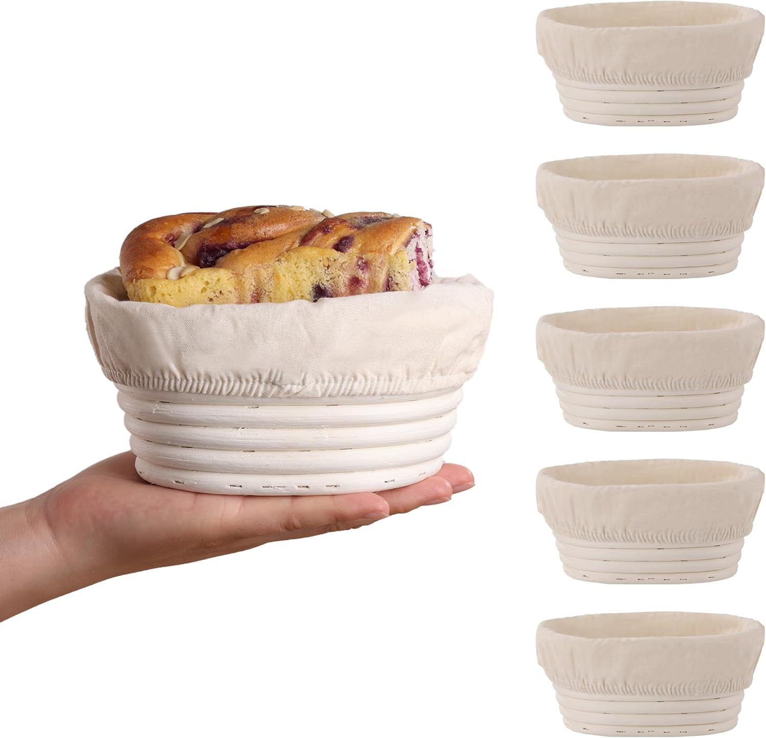(6.7x4.7x3in) Mini Banneton Bread Proofing Basket Set of 6, Oval ...