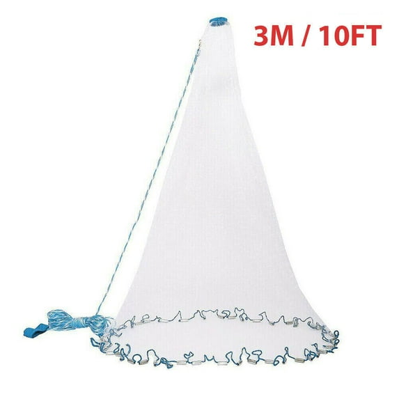 6/8/10/12/16FT Fishing Cast Net Bait Easy Throw Hand Cast Strong Nylon ...
