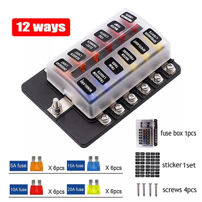 6/8/10/12 Ways Mini Blade Fuse Holder Splitter Fuse Box with LED ...