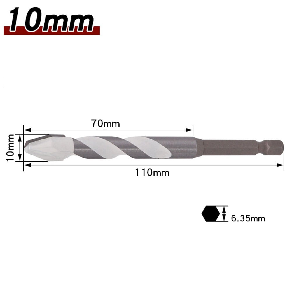 6/8/10/12mm Triangle Eccentric Drill Bit Hex Shank for Glass Tile ...