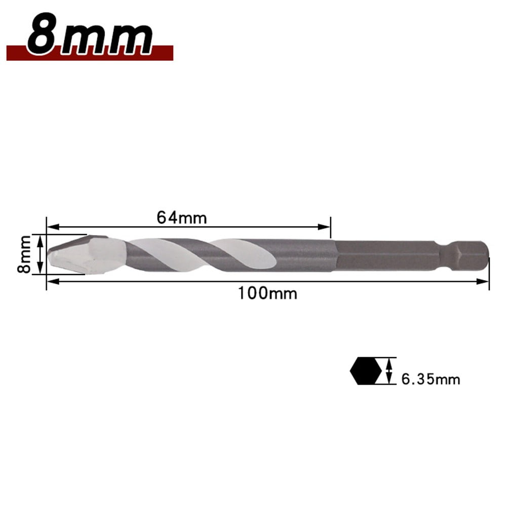 6/8/10/12mm Triangle Eccentric Drill Bit Hex Shank for Glass Tile ...