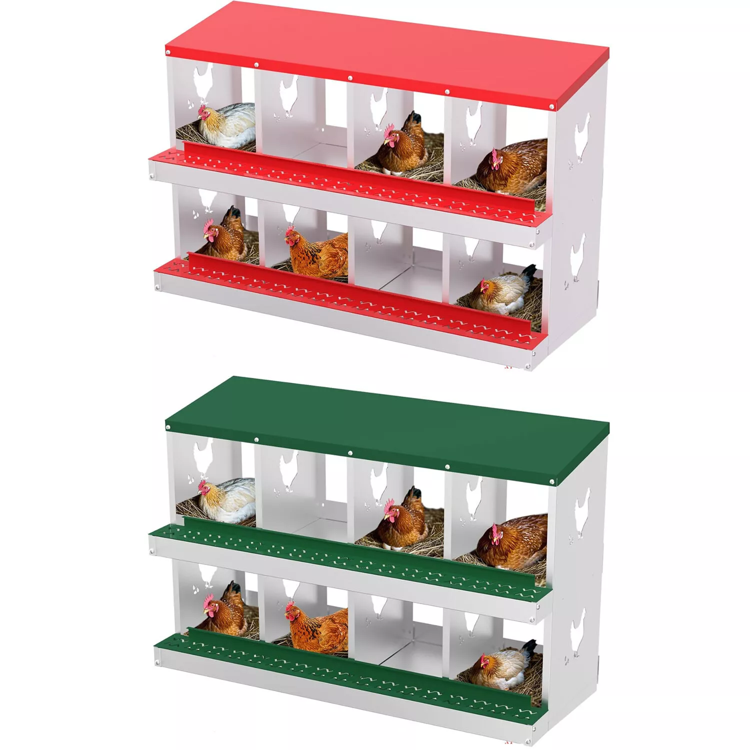 6/8/10 Holes Chicken Nesting Boxes Coop Metal Chicken Egg Laying Box ...