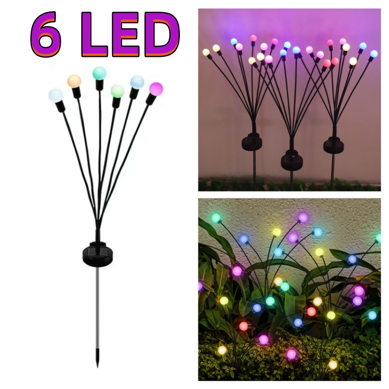 6/8/10 LED Solar Powered Garden Lights Firefly Lights Outdoor Waterproof Vibrant Swaying Lights ...