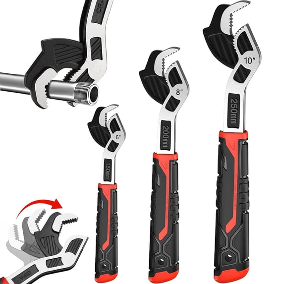 6” 8” 10” Multi-function Self-locking Pipe Wrench Set, Chromium ...