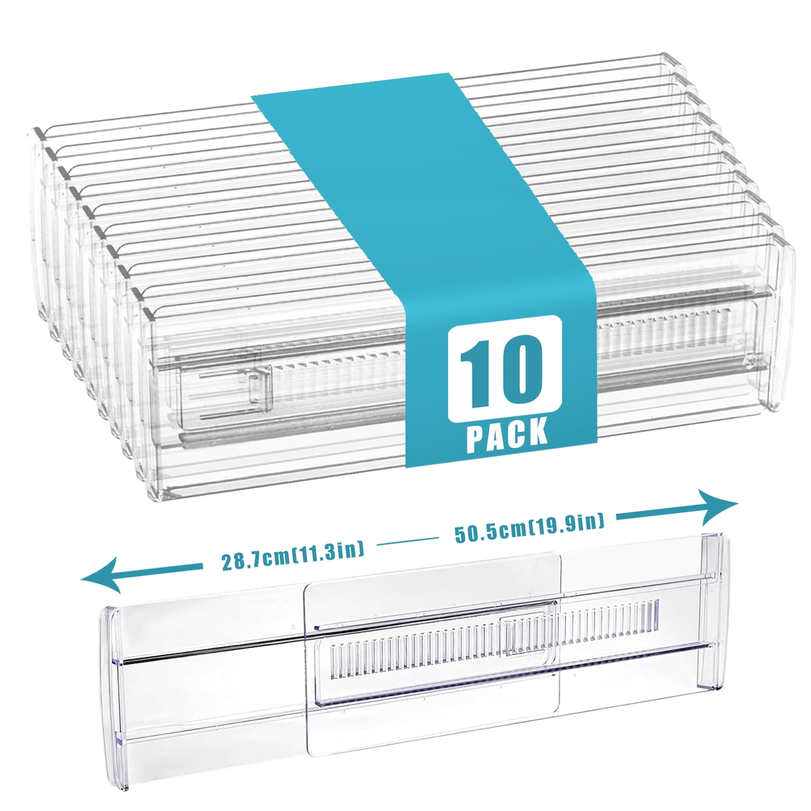 6/8/10-Pack Adjustable Drawer Organizers, Clear Expandable Storage ...