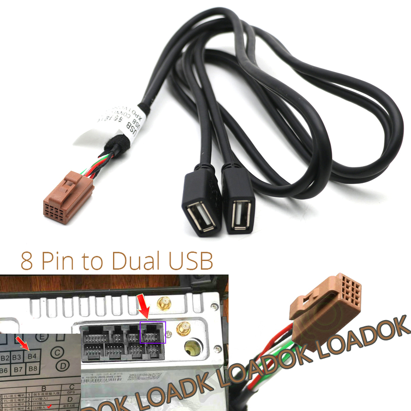 6 8 10 Pin Car Android Radio USB Connector Dual USB Cable Adapter for D ...