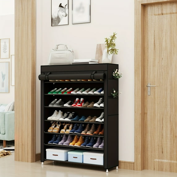 6/8/10-Tier Shoe Rack with Dust Cover, Large Capacity Storage Organizer ...