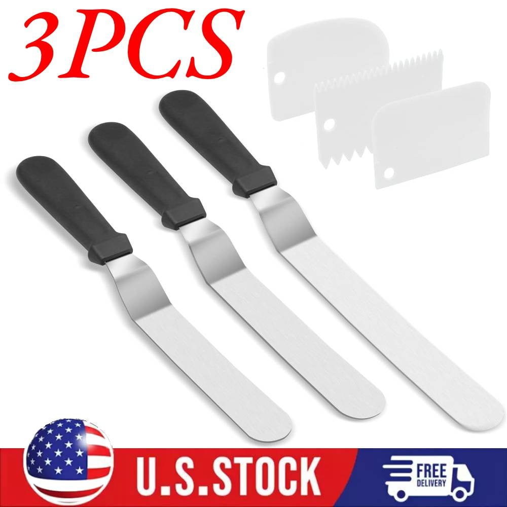 6, 8, 10 inch Icing Spatulas Angled Cake Spatulas with 3 Cake Smoother ...