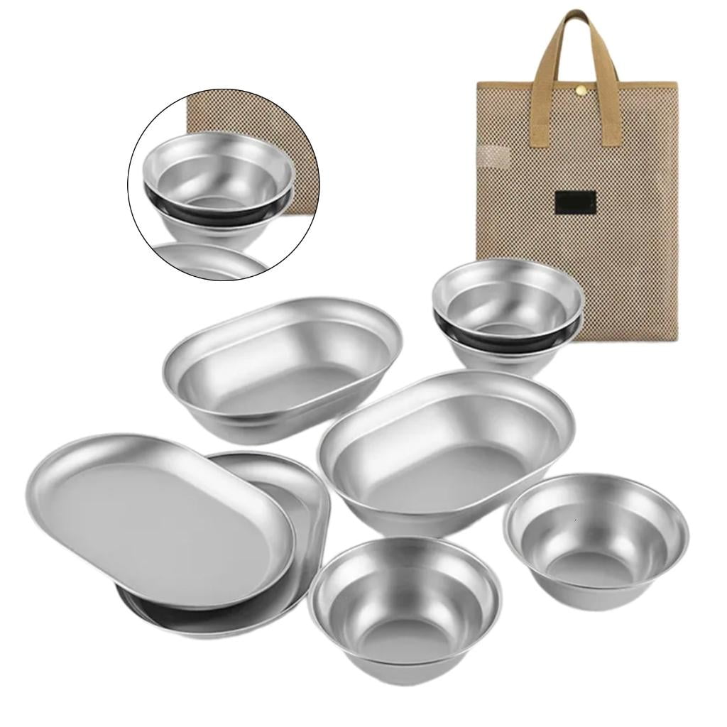 6/8/10Pcs Camping Plates Set Metal Food Dishes for Picnics and Family ...