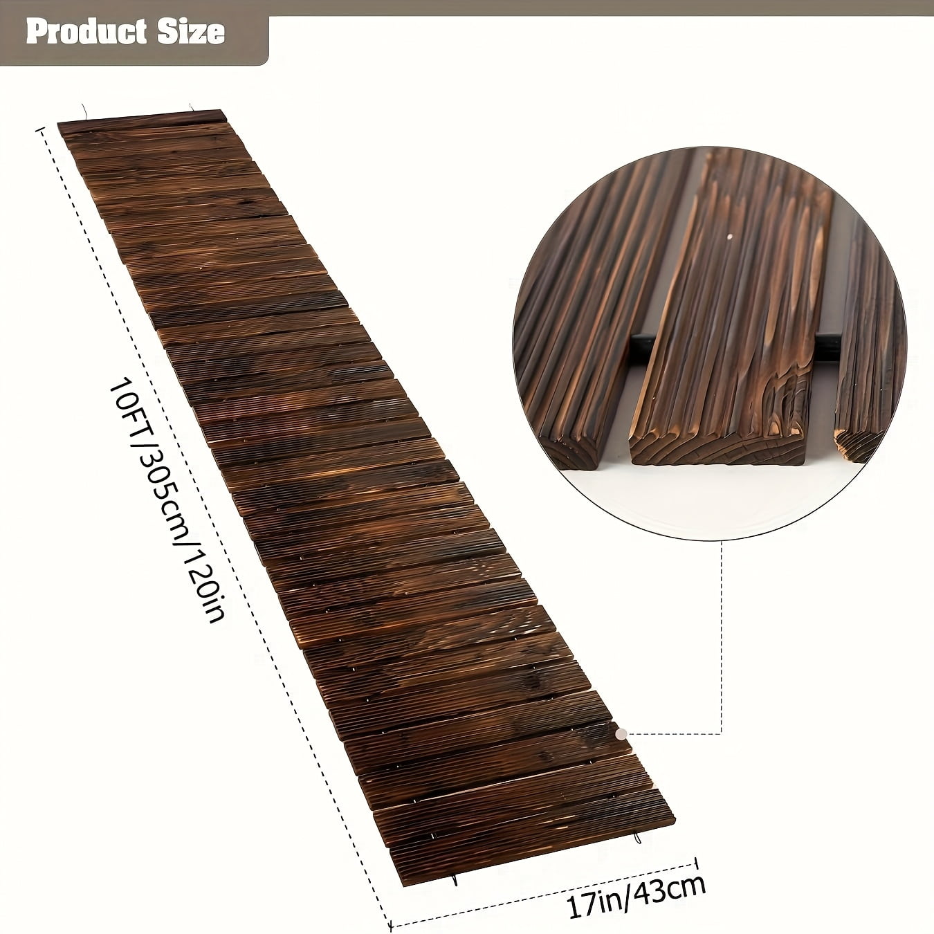 6/ 8/10ft Heavy-Duty Cedar Wood Interlocking Floating Garden Pathway ...