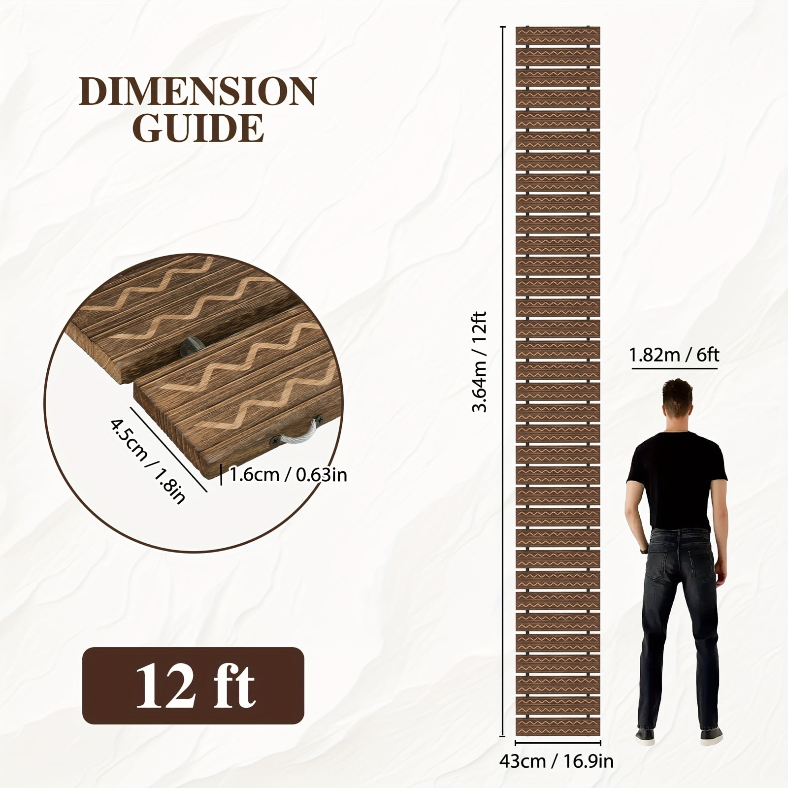 6/8/12FT Wooden Garden Pathway, Outdoor Roll Out Decorative Patio Path ...