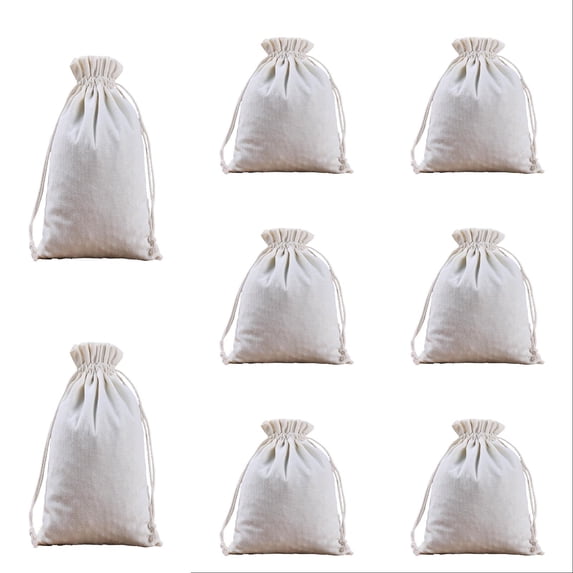 6/8/12Pcs 9x6.7 Inch Canvas Drawstring Gift Bags Reusable Thicken ...