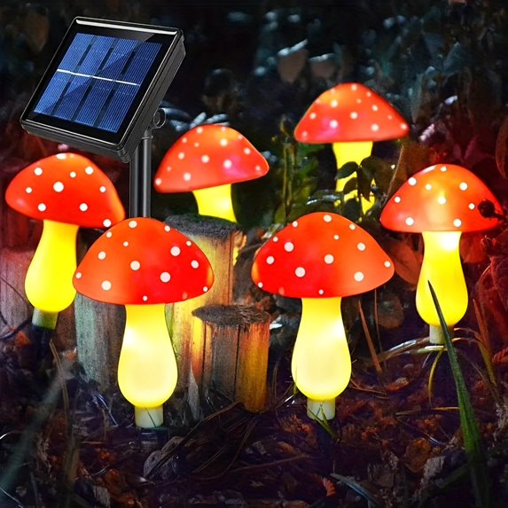 6 8 12Pcs Outdoor Solar LED Mushroom Lights, Multicolor, 8 Modes, IP65 ...